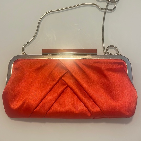 Glint | Bags | Vintage Satin Orange Lucite Closure Crossbody Purse ...